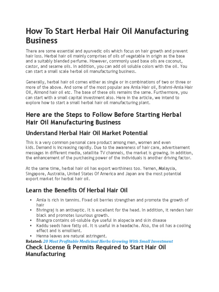 How To Start Herbal Hair Oil Manufacturing Busines | PDF | Filtration ...