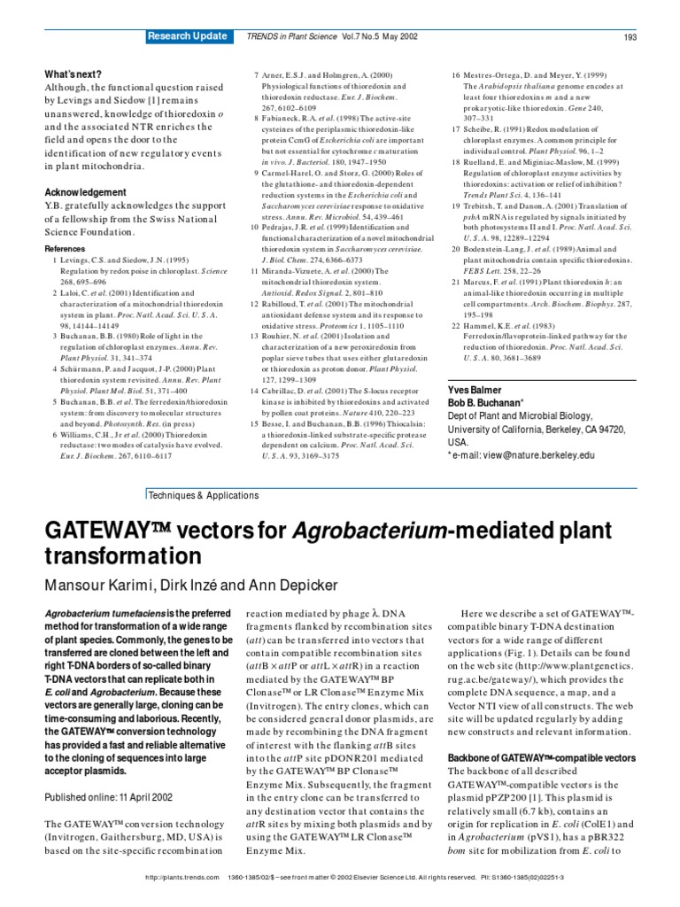 Gateway Paper | PDF | Plasmid | Gene Expression