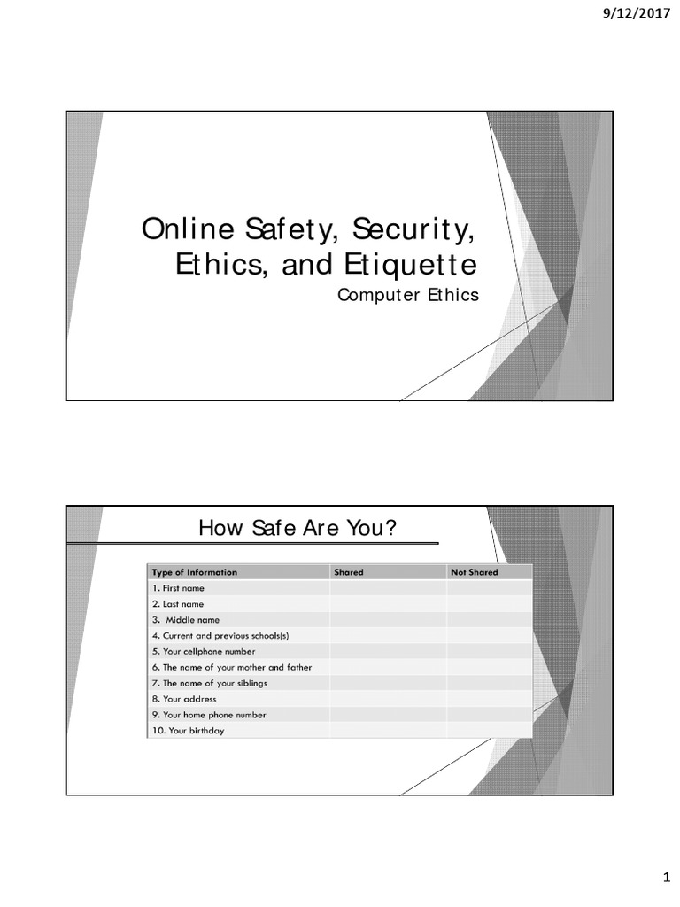 LESSON 1.2 - Online Safety, Security, Ethics, and Etiquette | PDF ...