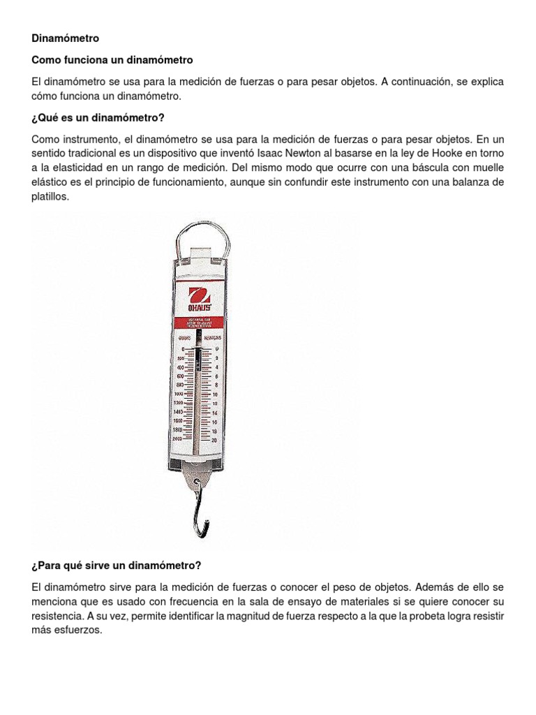Dinamómetro | PDF | Fuerza | Mecanica clasica
