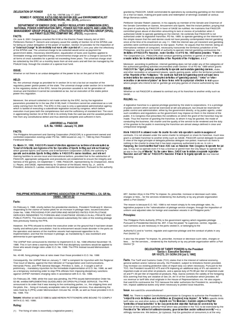 Delegation of Powers | PDF | Presidents Of The United States | American ...