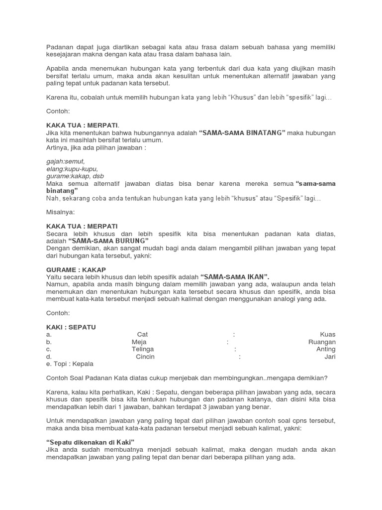 Cat Analogi Padanan Kata | PDF