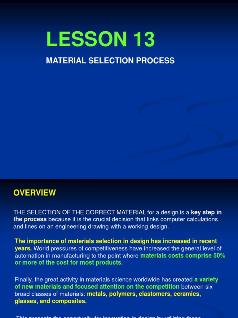 Lesson 13 - Material Selection Process - Rev. 0 | PDF | Materials ...