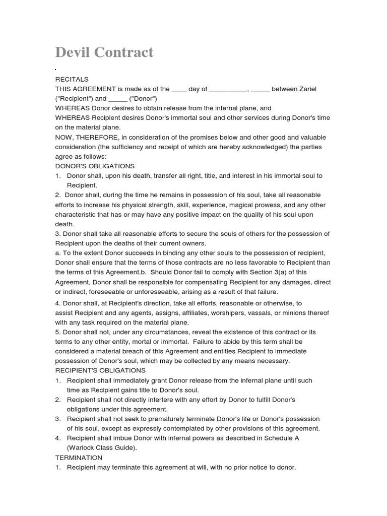 Devil Contract 2 | PDF | Breach Of Contract | Legal Concepts