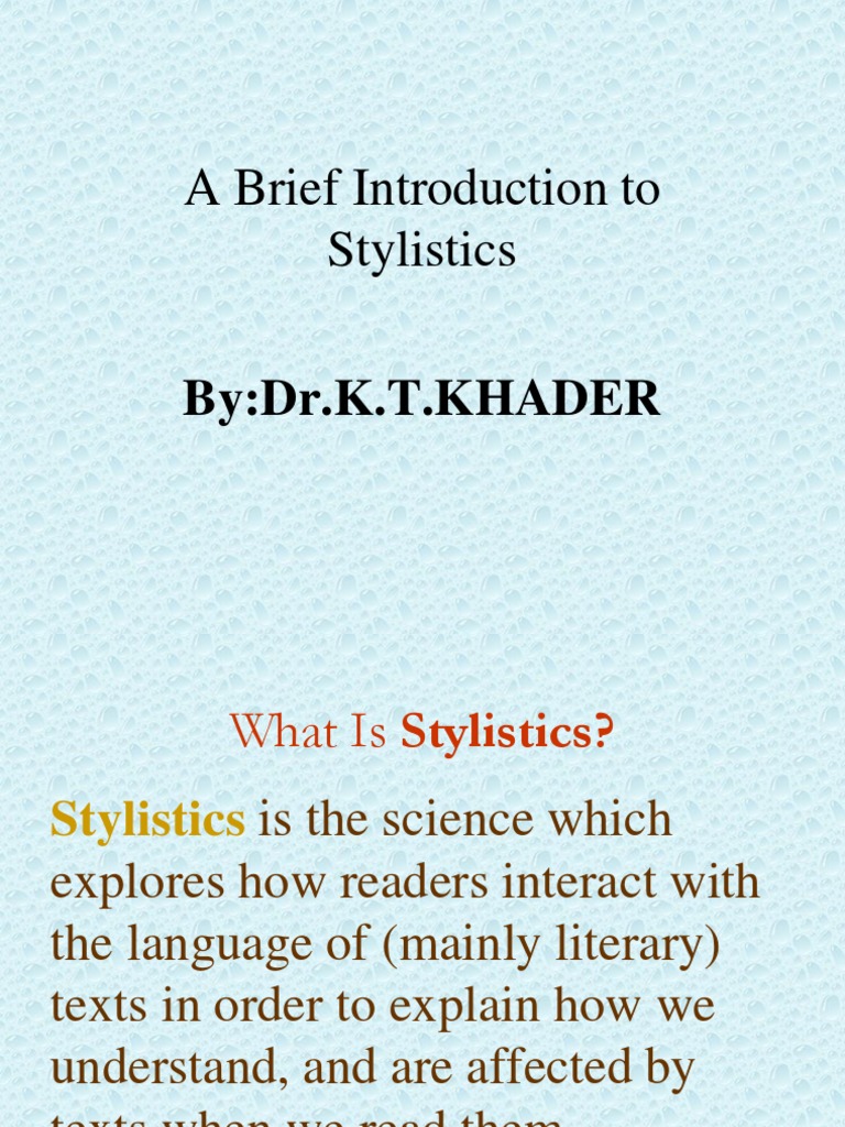 Introduction to Stylistics Overview | PDF | Linguistics | Human ...