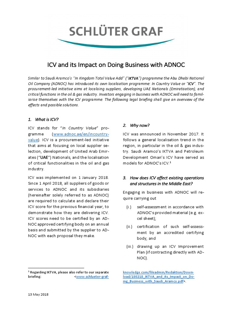 ICV and Its Impact On Doing Business With ADNOC | PDF | Economies ...
