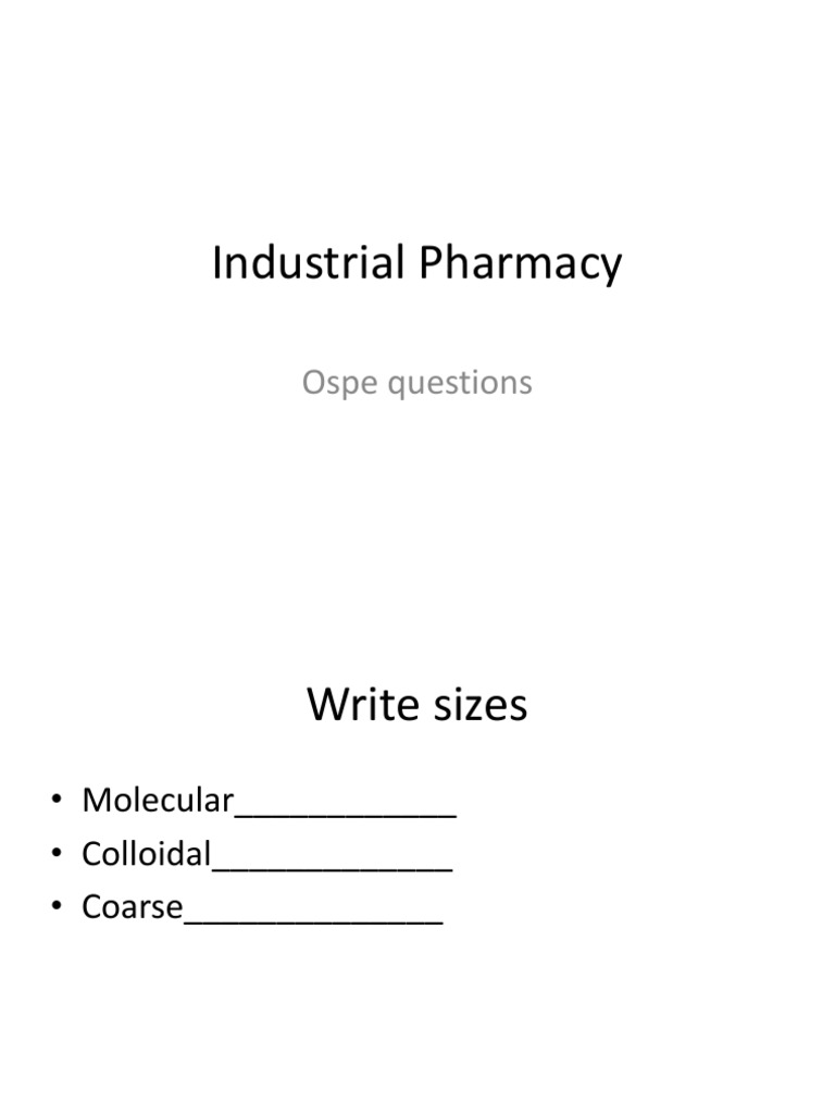 OSPE Questions for Industrial Pharmacy | PDF
