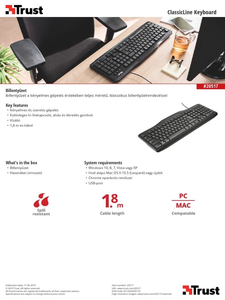 Trust ClassicLine Keyboard | PDF | Computer Keyboard | Usb