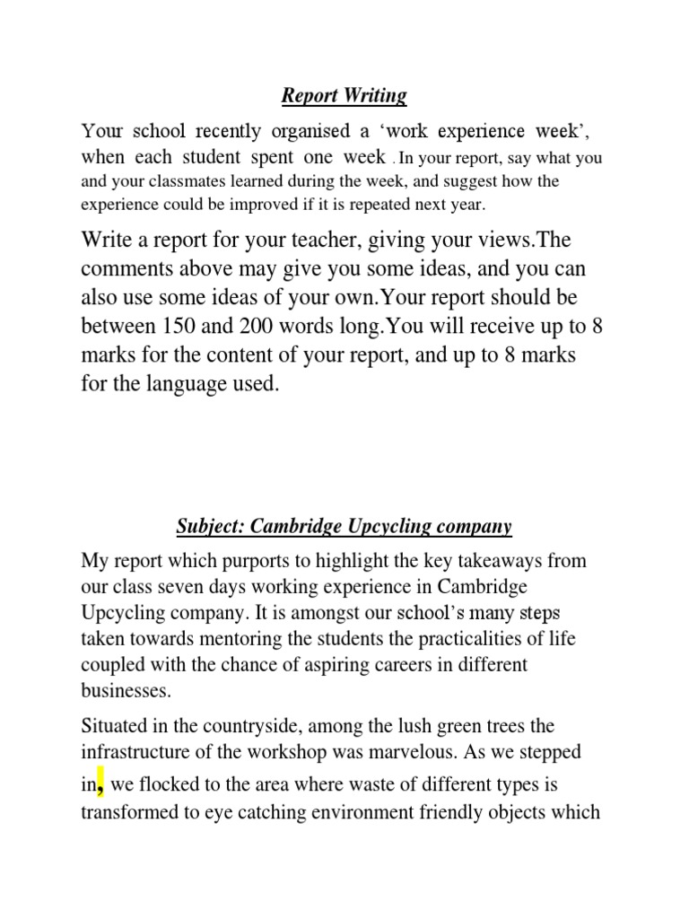 Report Writing Upcycling With Remarks | PDF | Punctuation | Cognitive ...