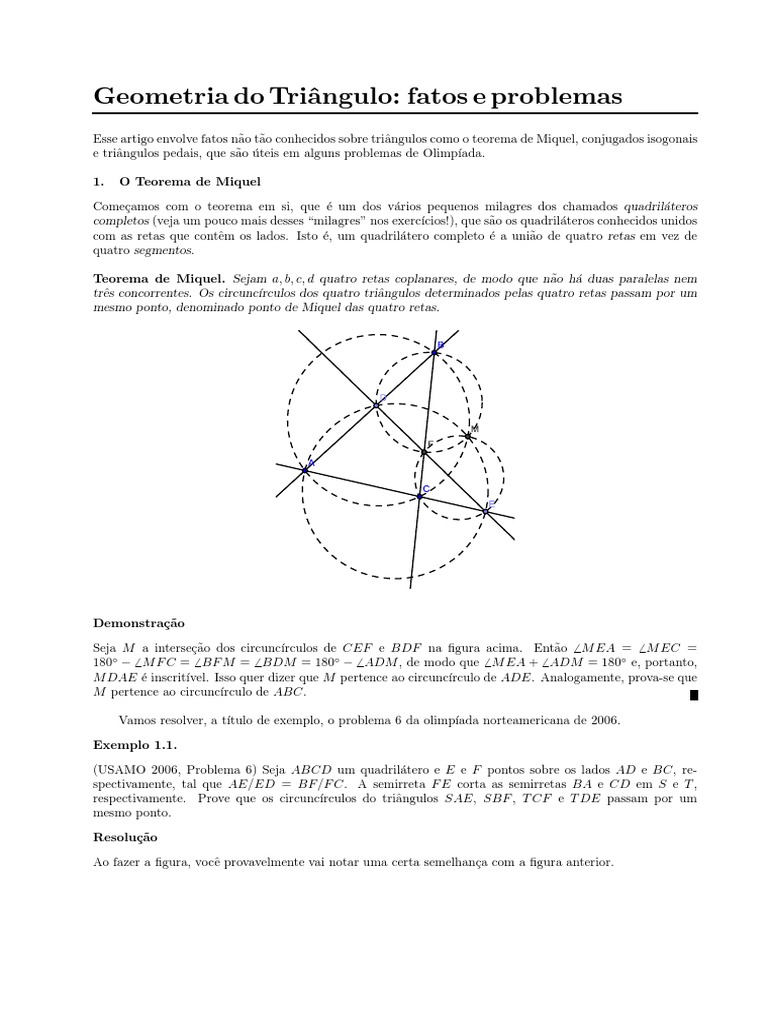 Teorema de Miquel | PDF | Triângulo | Geometria convexa