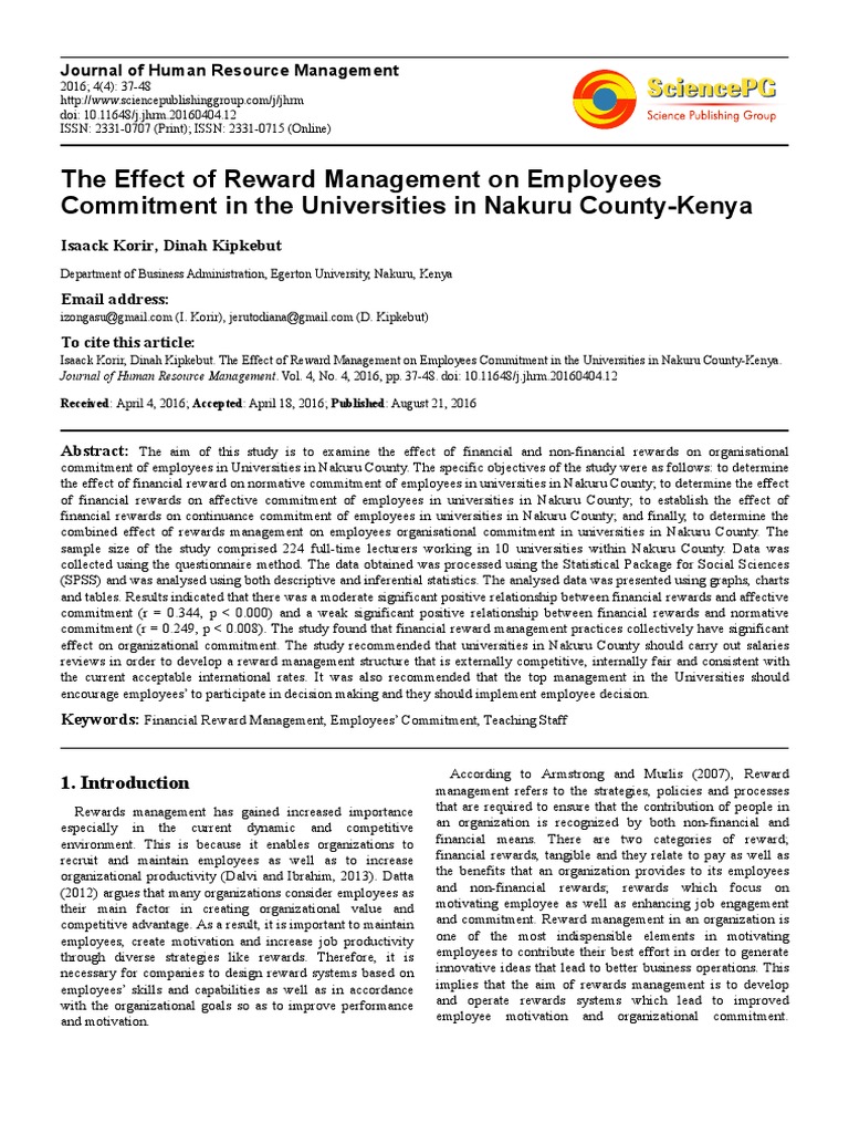 Effect of Rewards | PDF | Motivation | Motivational