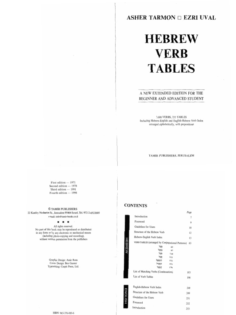 1hebrew Verb Tables PDF | PDF