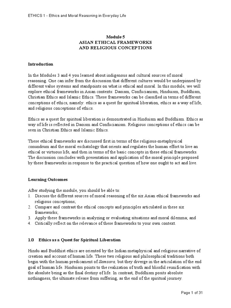 ETHICS 1 Module 5 Study Guide (Aug 2018) PDF | PDF | Confucianism | Ātman (Hinduism)