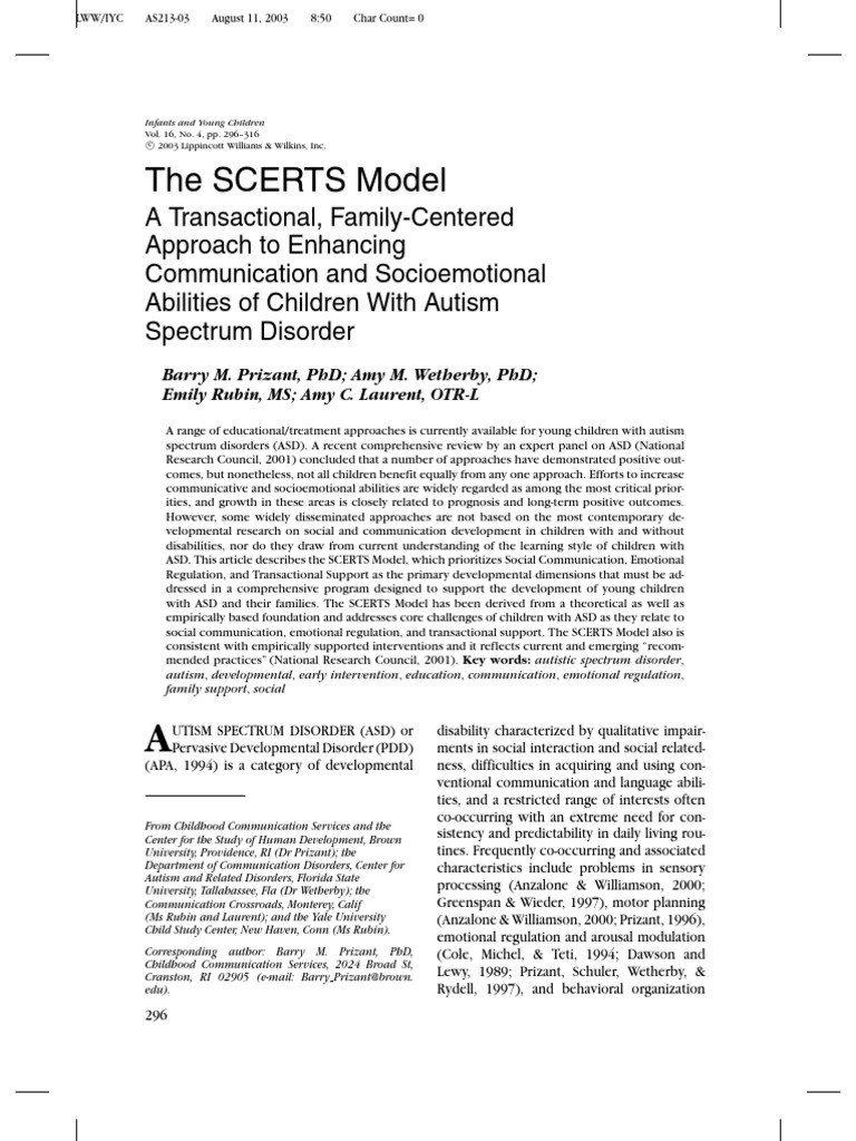 The SCERTS Model A Transactional, Family Centered.4 | PDF | Intention ...