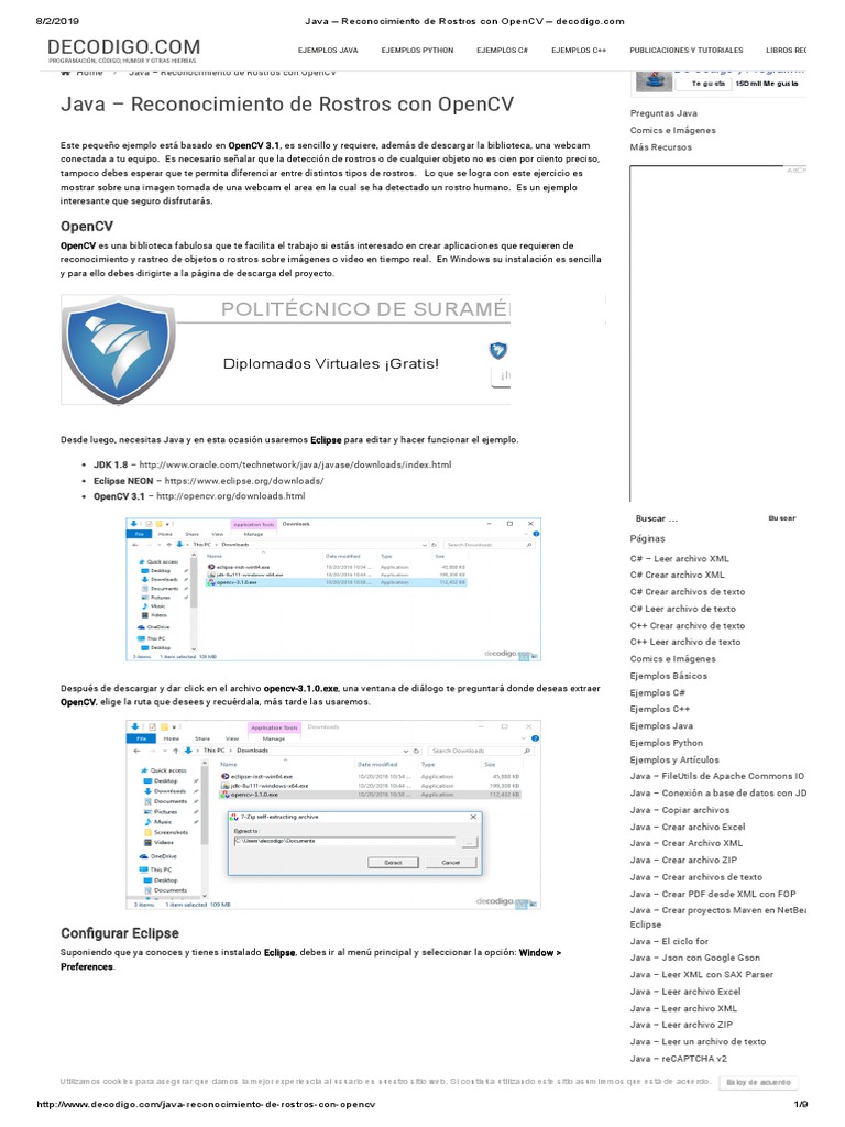 Java - Reconocimiento de Rostros Con OpenCV | PDF | Java (lenguaje de programación) | Eclipse ...