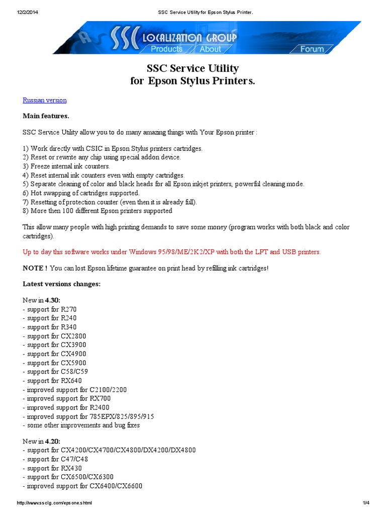 SSC Service Utility For Epson Stylus Printer PDF | PDF | Printer ...