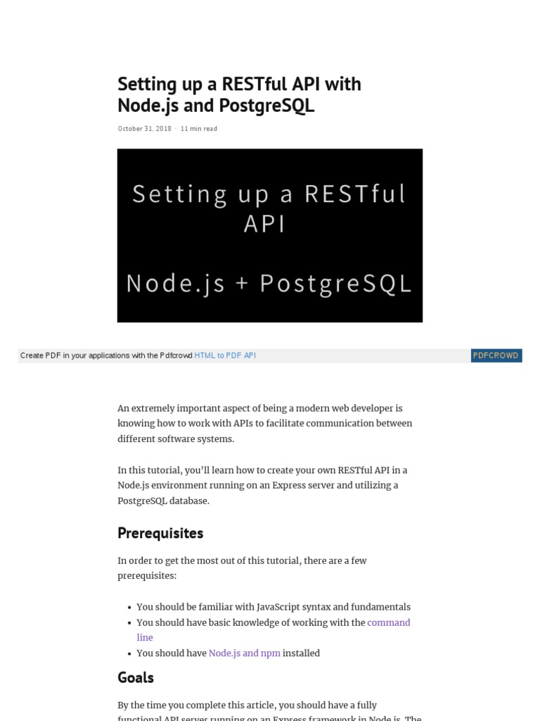 Restfull Api Con Node - Js | PDF | Representational State Transfer | Postgre Sql