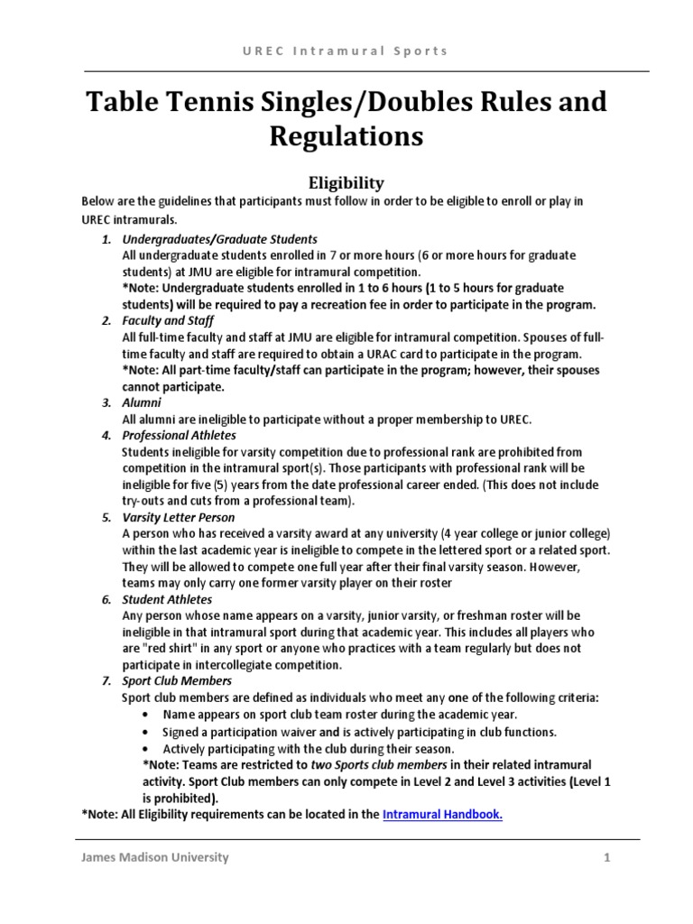 Table Tennis Rules PDF | PDF | Sports | Sports Rules And Regulations