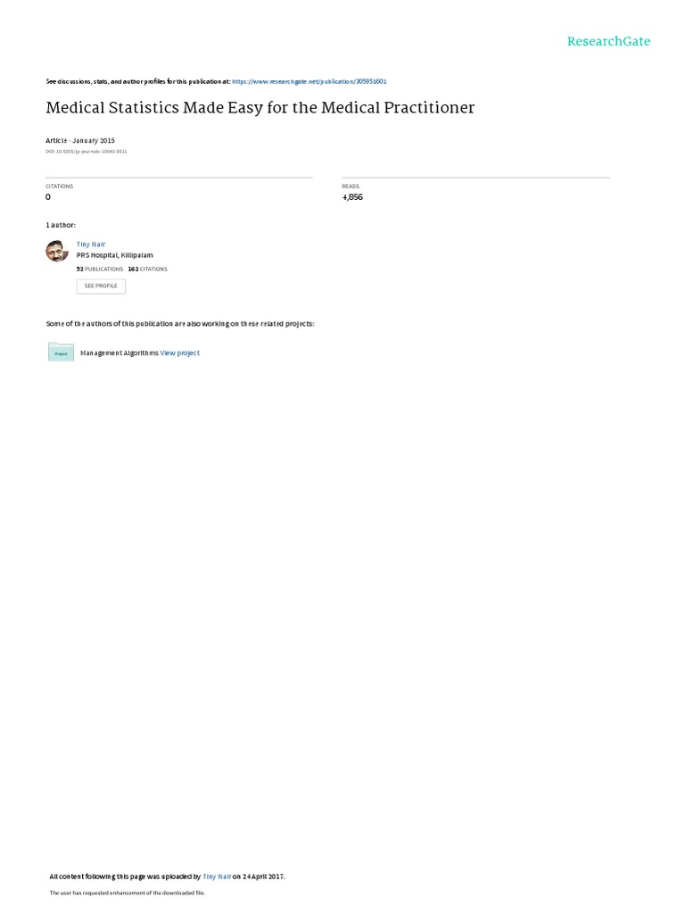 Medical Statistics Made Easy For The Medical Pract PDF | PDF | Standard ...