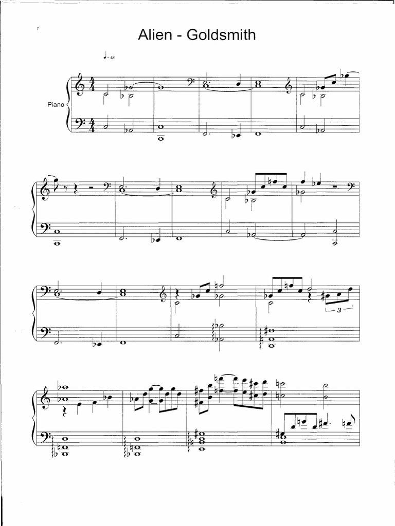 Alien Piano Version 1 - Goldsmith | PDF