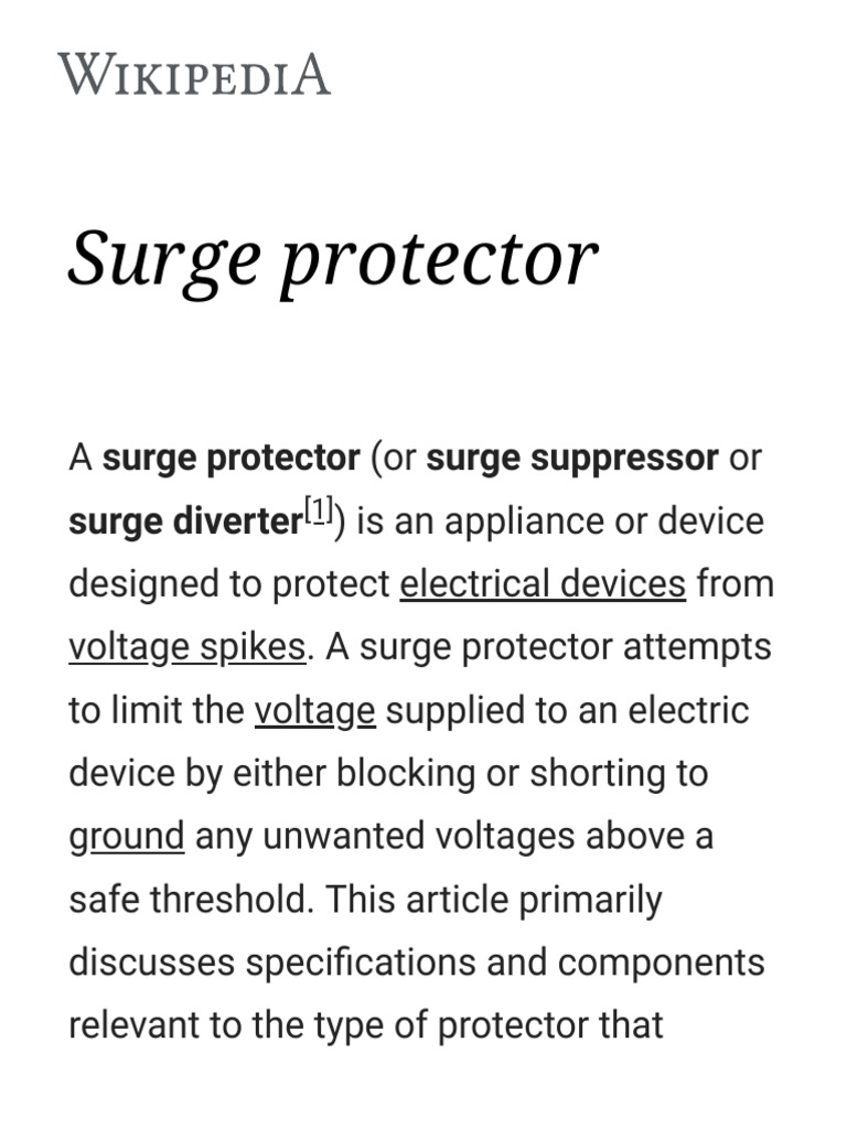 Surge Protector - Wikipedia | PDF | Electromagnetism | Electric Power