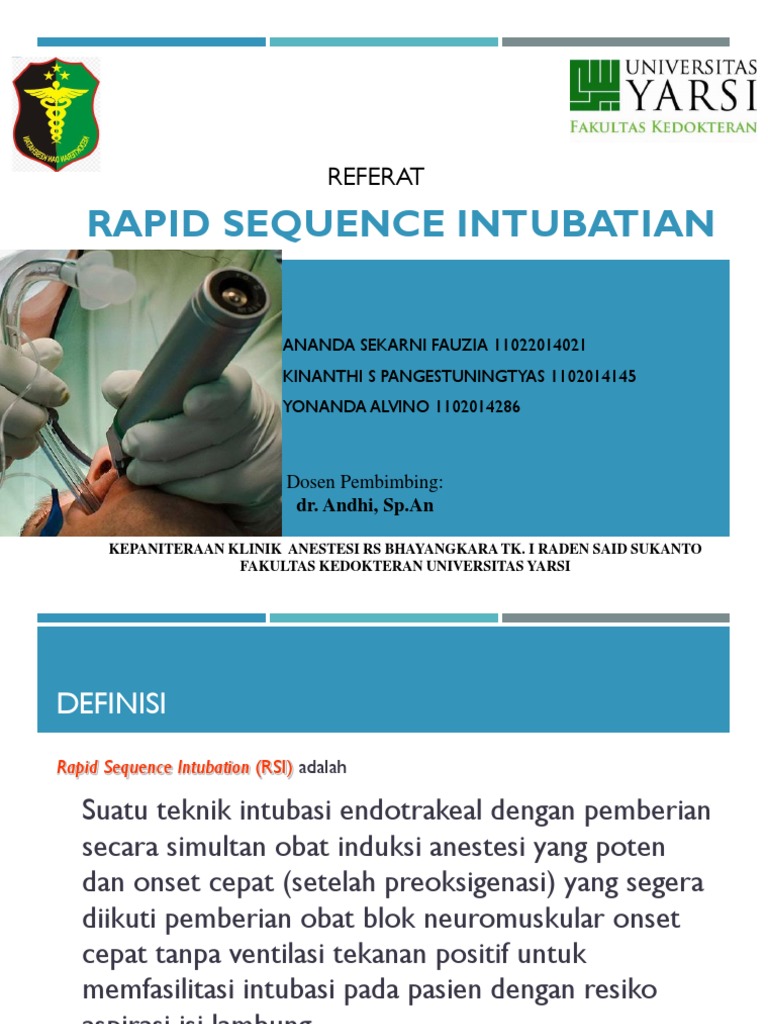 RSI Intubation | PDF