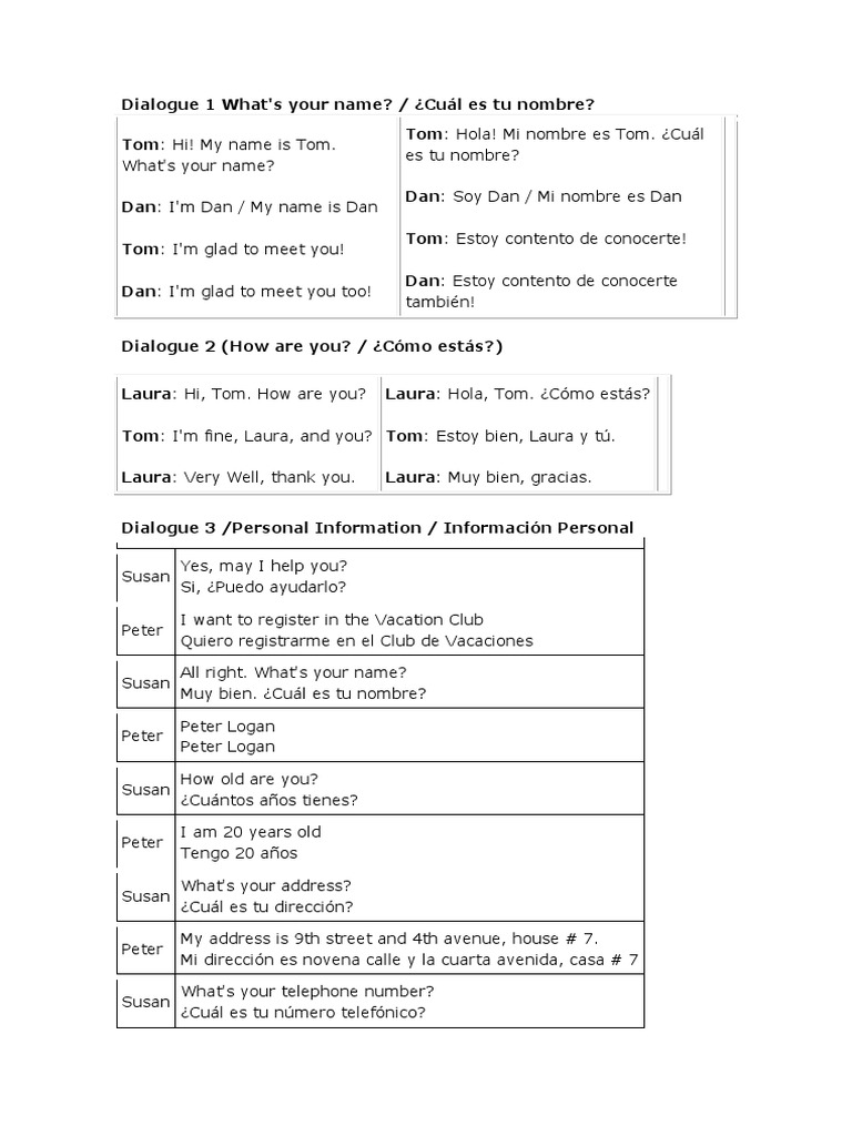 Dialogues Basic English | PDF