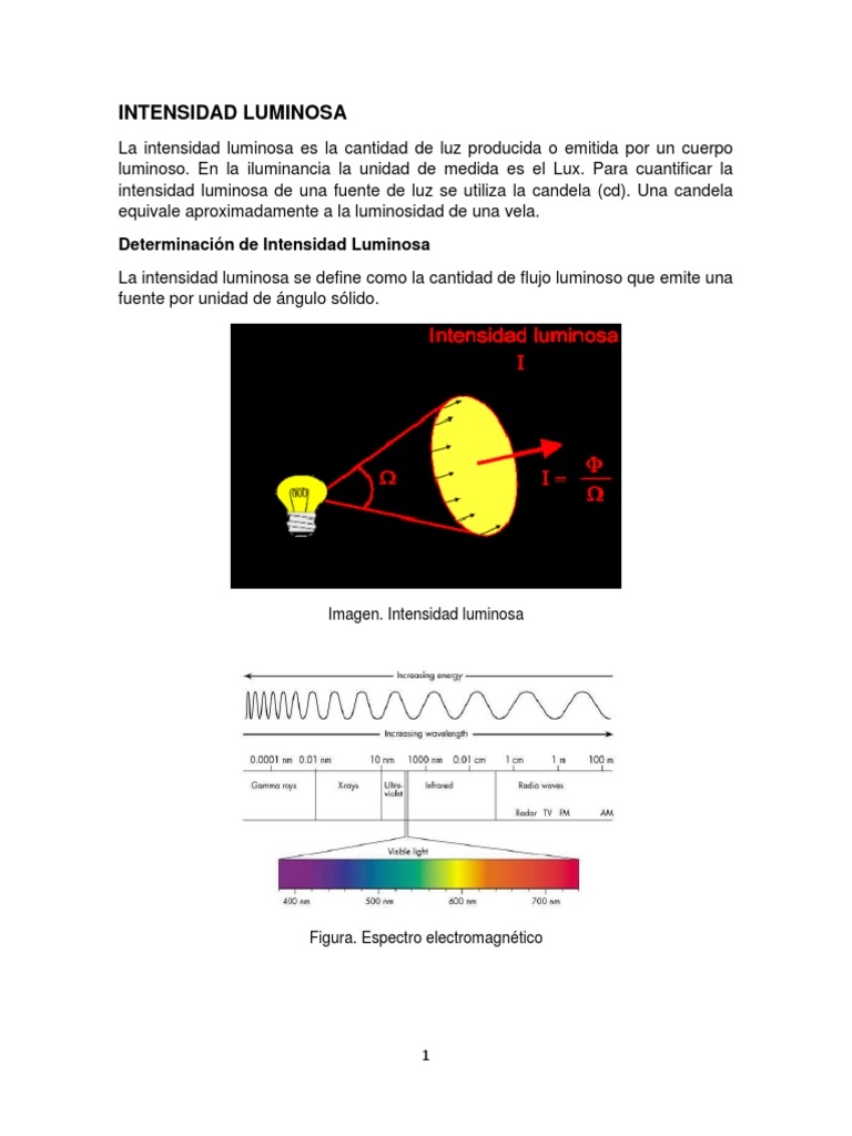 Definición y Medición de Intensidad Luminosa | PDF | Ligero ...