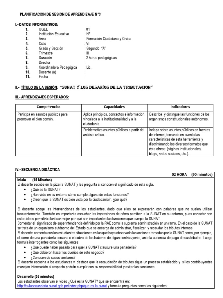 FCC - U7 - 2do Grado - Sesion 03 | PDF | Maestros | Perú