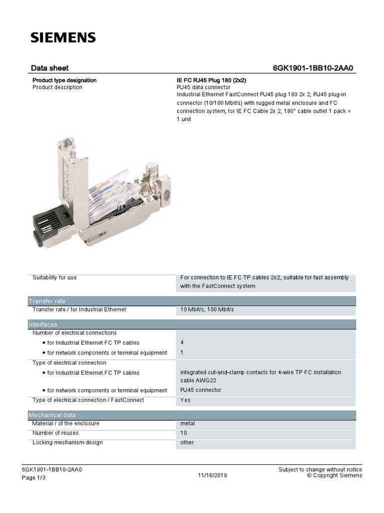 6GK19011BB102AA0 Datasheet en | PDF | Electrical Connector | Physical Layer Protocols