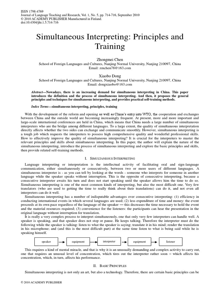 Simultaneous Interpreting. Principles and Training | PDF | Language Interpretation | Translations