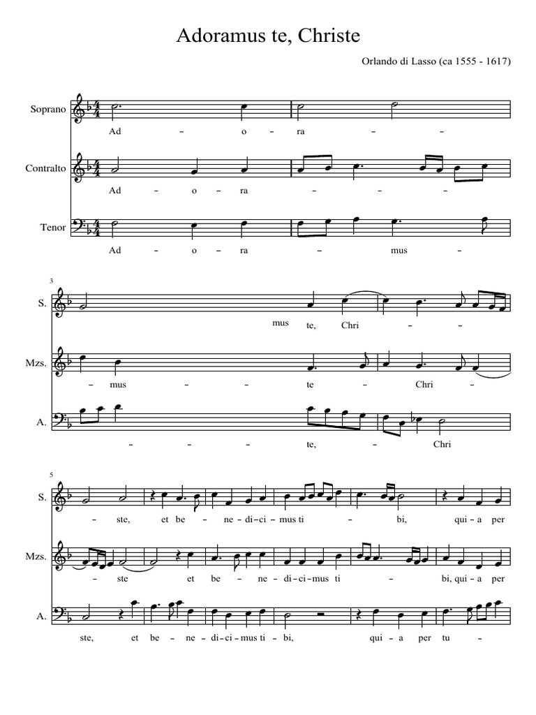 Adoramus Te Christe Orlando Lasso PDF | PDF