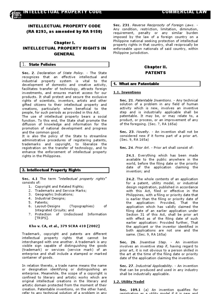 Intellectual Property Code | PDF | Patent Application | Glossary Of Patent Law Terms
