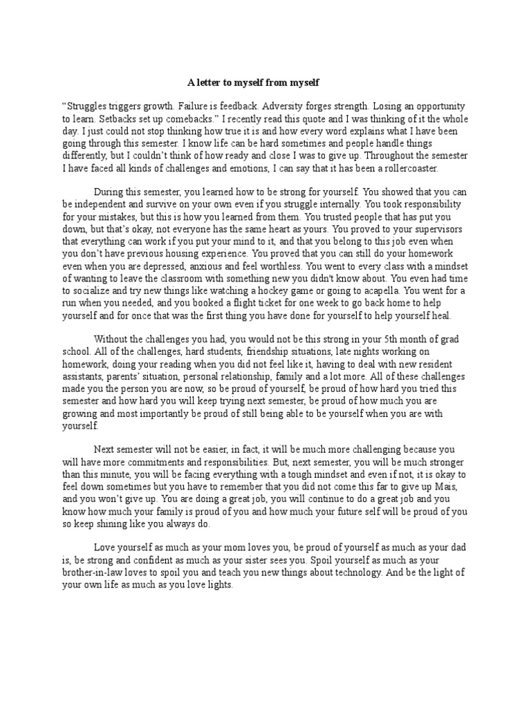 A Letter To Myself From Myself | PDF | Cognition | Behavioural Sciences