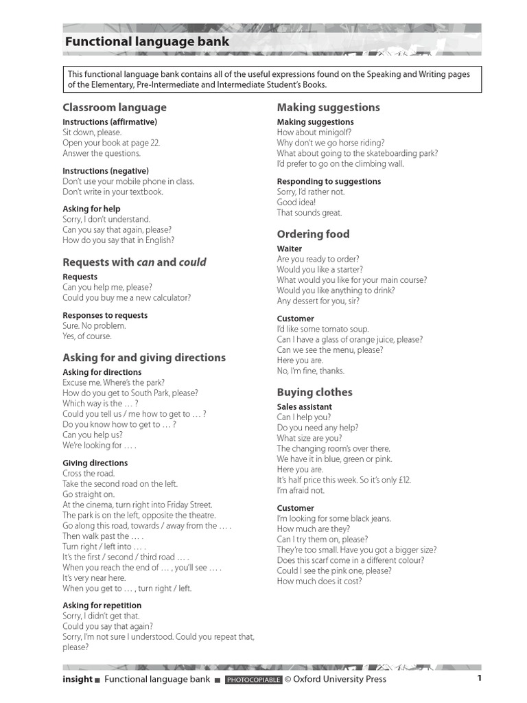 Functional Language Bank PDF | PDF