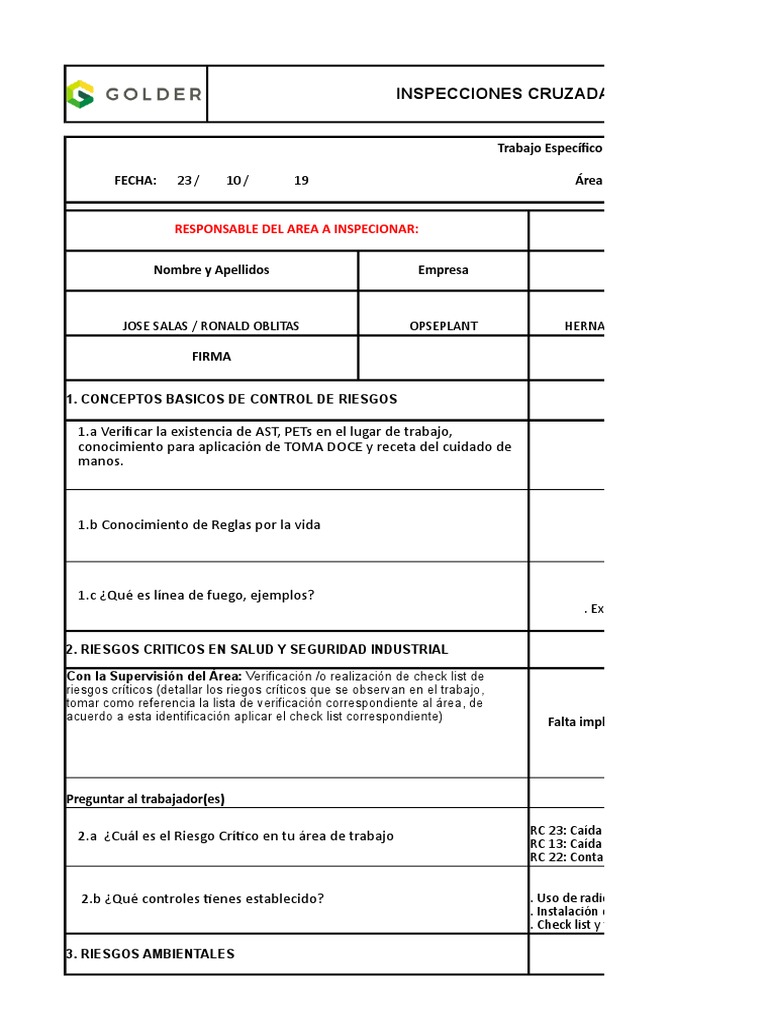 GOLD - FR-043 Formato de Inspeccion Cruzada SSEE | PDF | Naturaleza