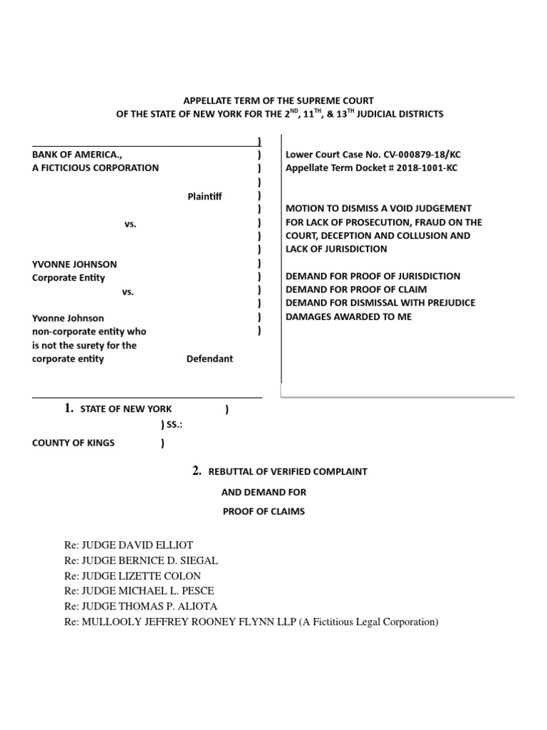 Motion to Dismiss Fraudulent Judgment | PDF | Evidence (Law) | Lawsuit