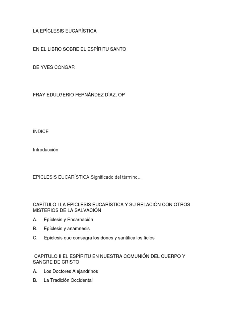 La Epíclesis Eucarística | PDF | eucaristía | Cristo (título)
