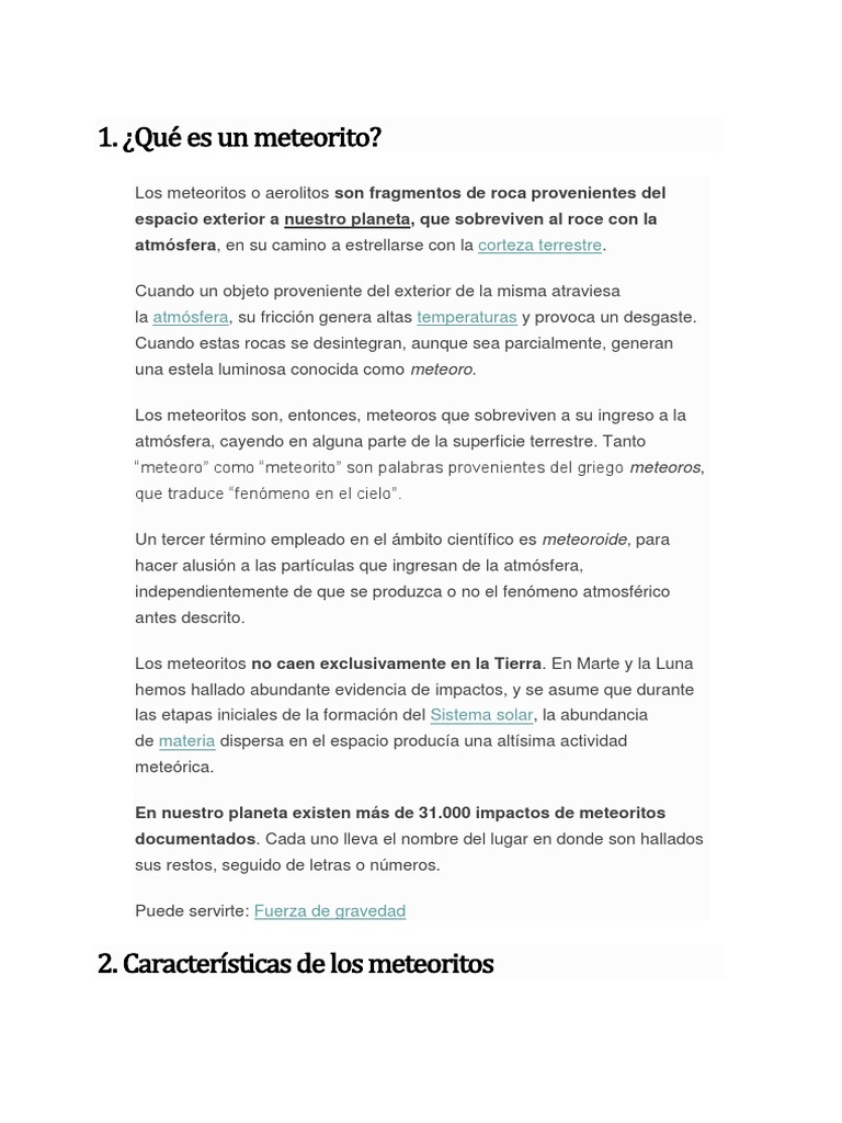 Guía Completa sobre Meteoritos | PDF | Meteorito | Meteoroide