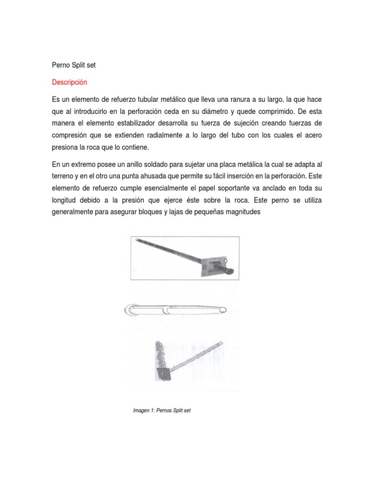 Perno Split Set | PDF | Tonelada | Acero