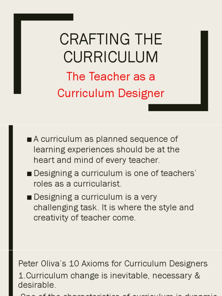 Ten Axioms for Effective Curriculum Design: Guiding Principles for ...