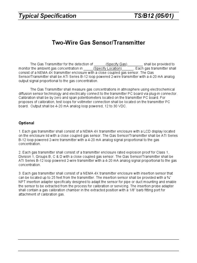 ATI - B12 2-Wire Modular Transmitter Typical Specs PDF | PDF