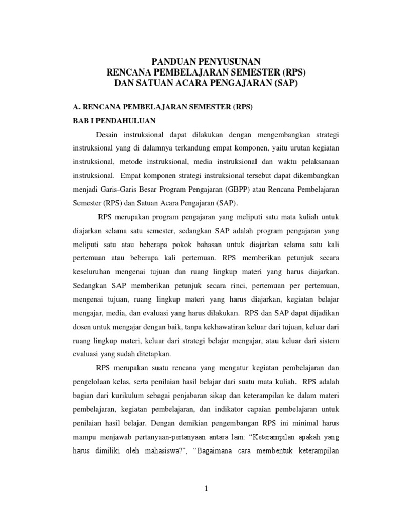 Panduan Penyusunan Rps - Sap Kuliah | PDF | Seni