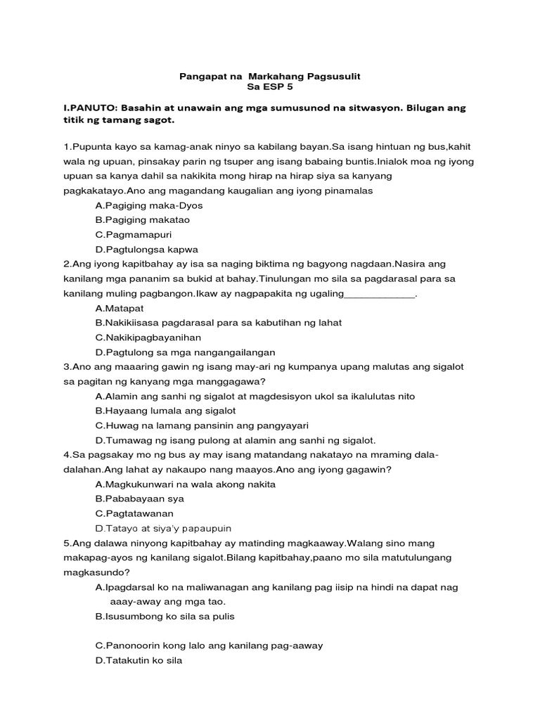 PT - Esp 5 - Q4 | PDF