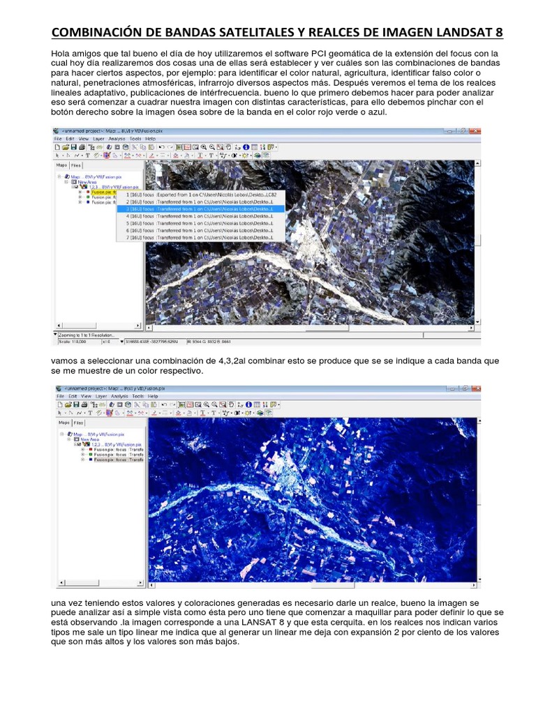Combinación de Bandas Satelitales y Realces de Imagen Landsat 8 | PDF | Color | Agua