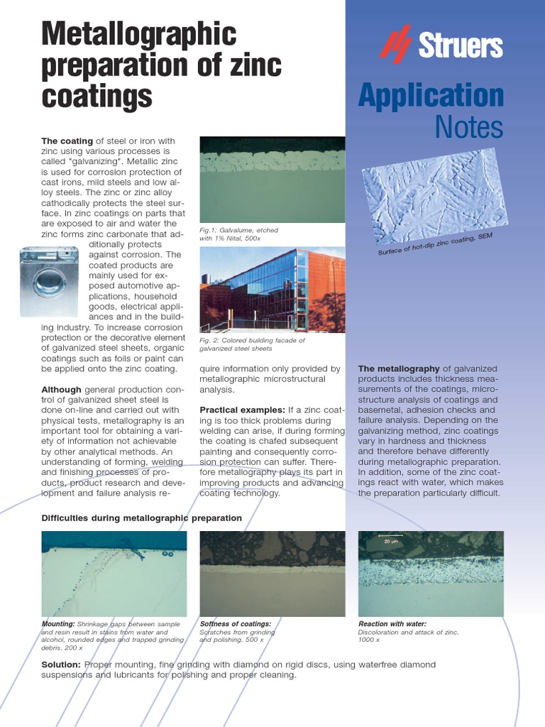 Application Notes Zinc PDF | Download Free PDF | Sheet Metal | Zinc