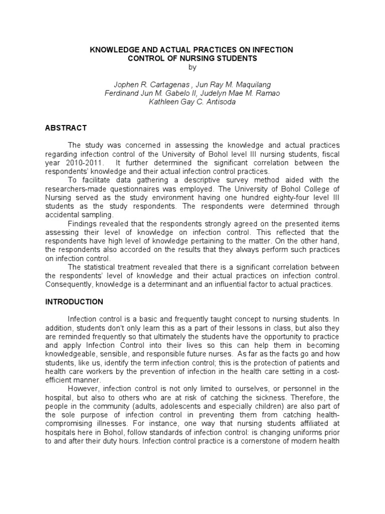 Infection Control Practices in Nursing | PDF | Hand Washing | Health ...