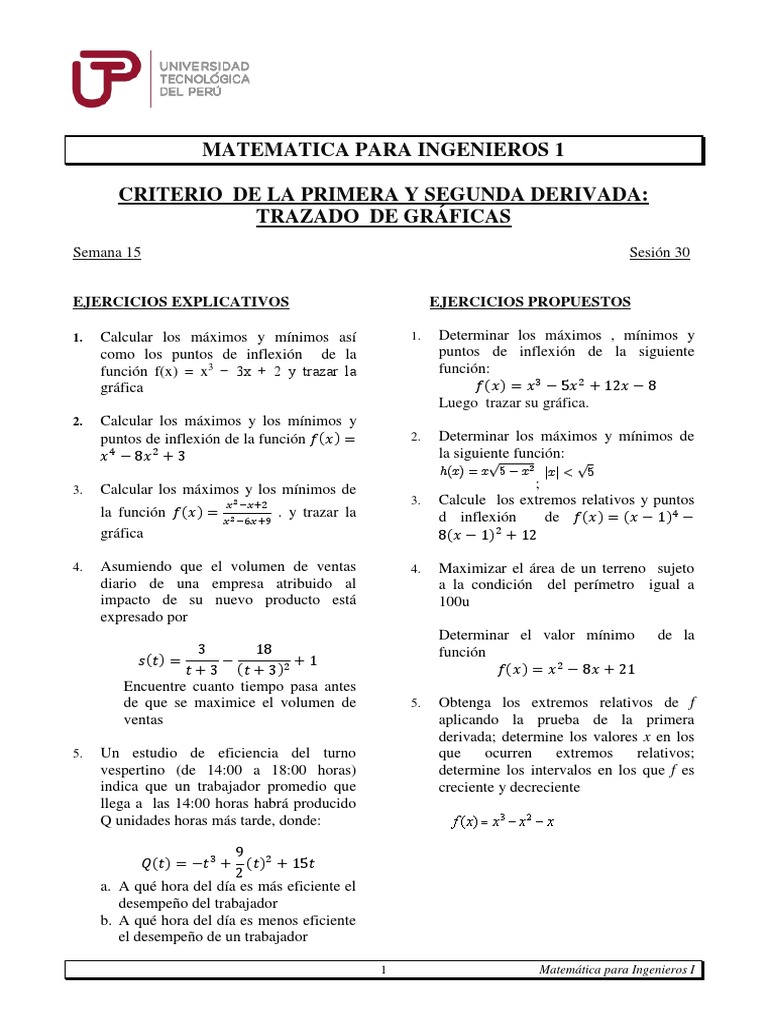 SEPARATA Sem 15 - Sesion 30 Criterio de La Primera y Segunda Derivada PDF | PDF | Derivado ...