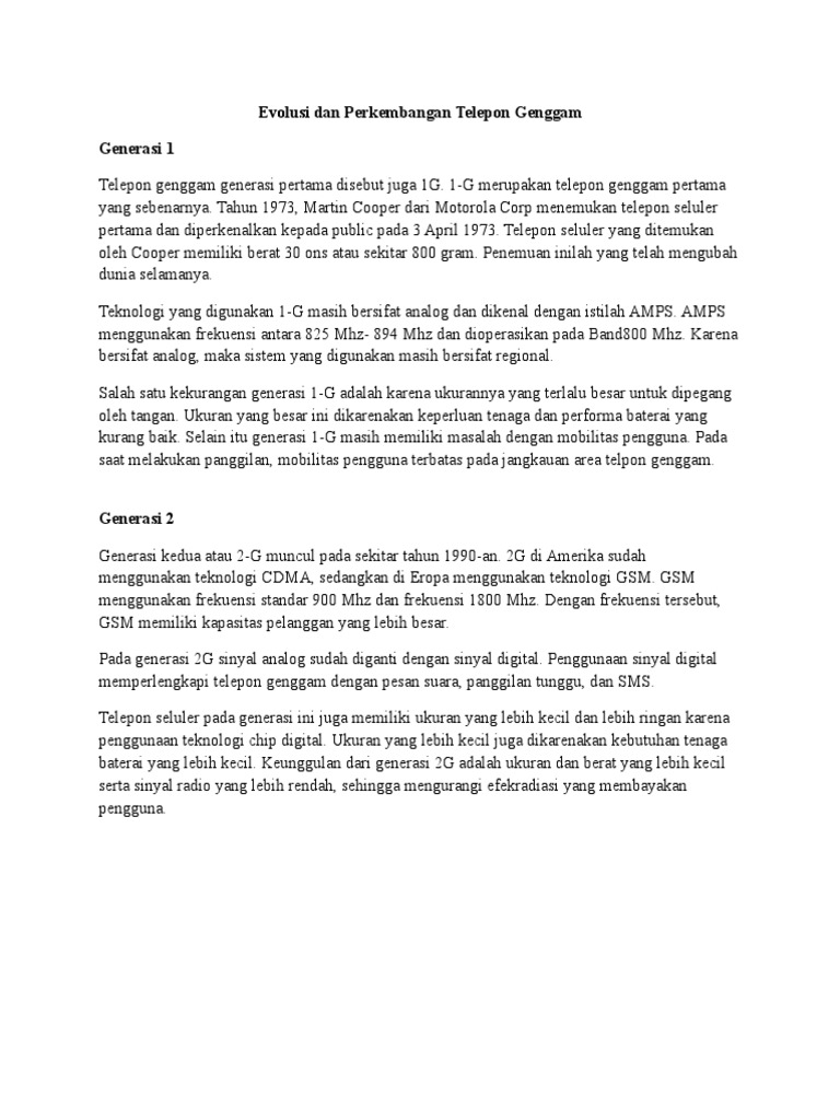Evolusi Telepon Genggam dari 1G ke 4G | PDF | Teknologi & Rekayasa