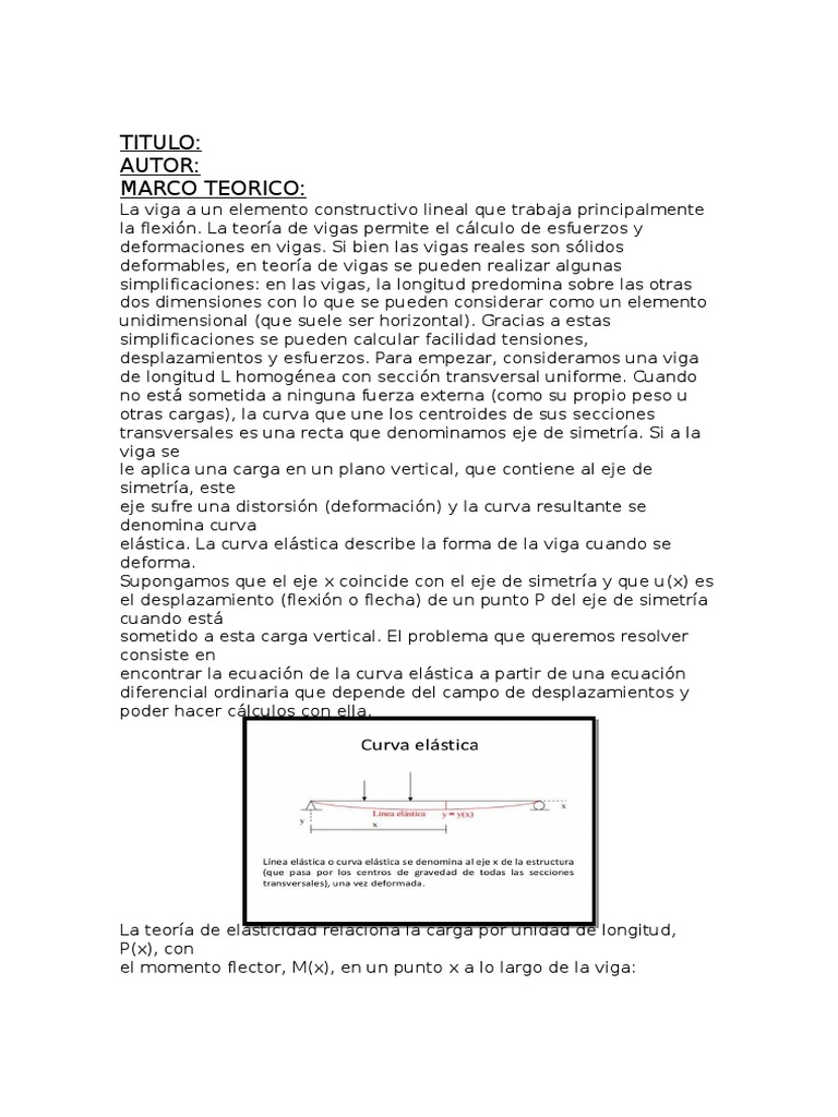 Curva Elastica en Las Vigas | PDF | Elasticidad (Física) | Doblar